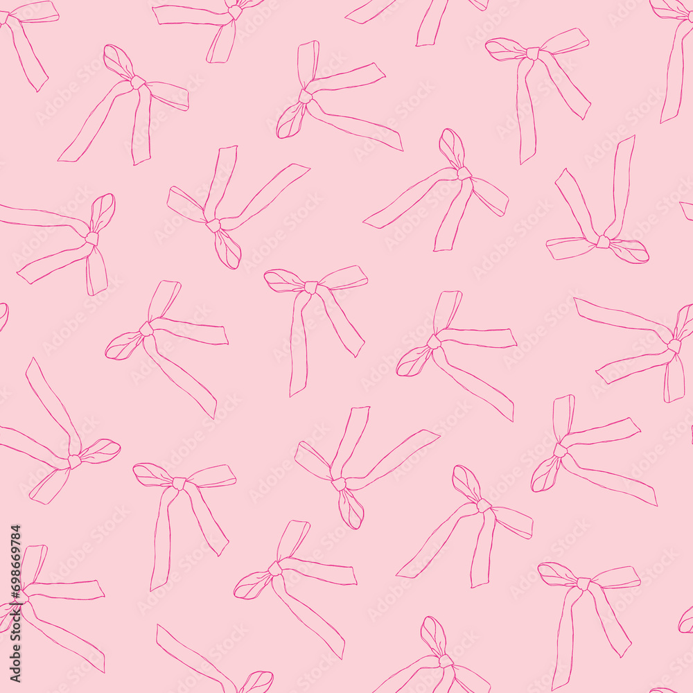 Patrón sin costuras de moños fucsia en fondo rosado. Fondo minimalista ...