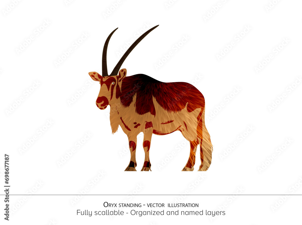Oryx Standing Vector Illustration. realistic animal illustration ...