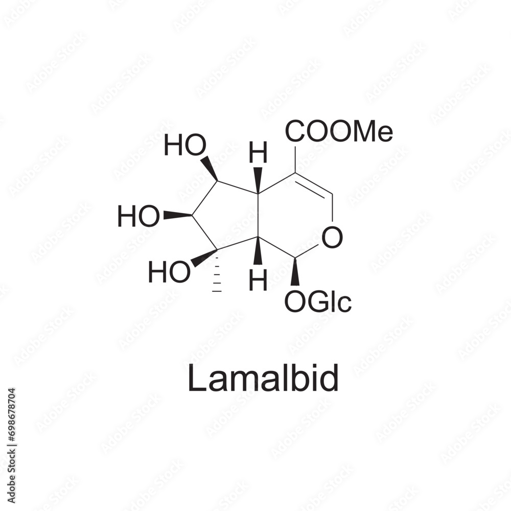 Lamalbid skeletal structure diagram.Monoterpenoid compound molecule ...