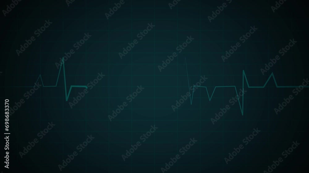 4k animation heart beat with line on background. 4k seamless loop ...