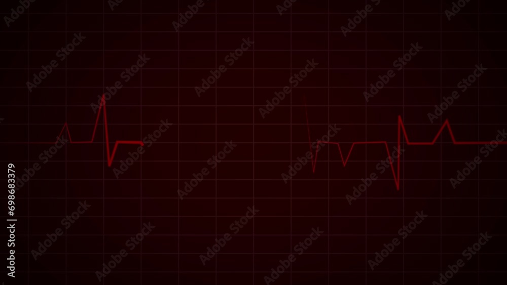 4k animation heart beat with line on background. 4k seamless loop ...
