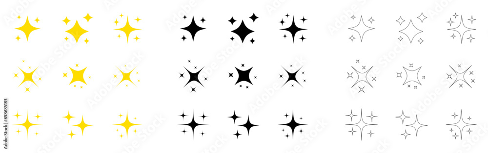Sparkle collection in different styles. Twinkling stars collection ...