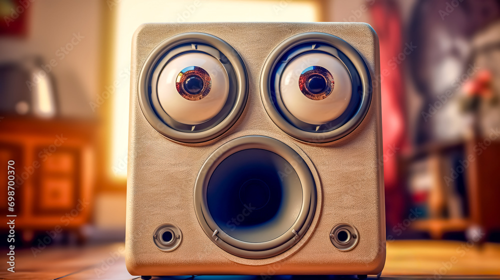 speaker designed to look like a face, with the tweeters as eyes and the ...