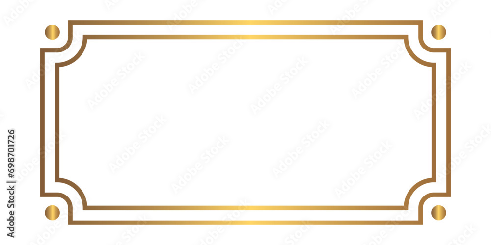 Rectangle golden border double border. Horizontal gold frame vector ...