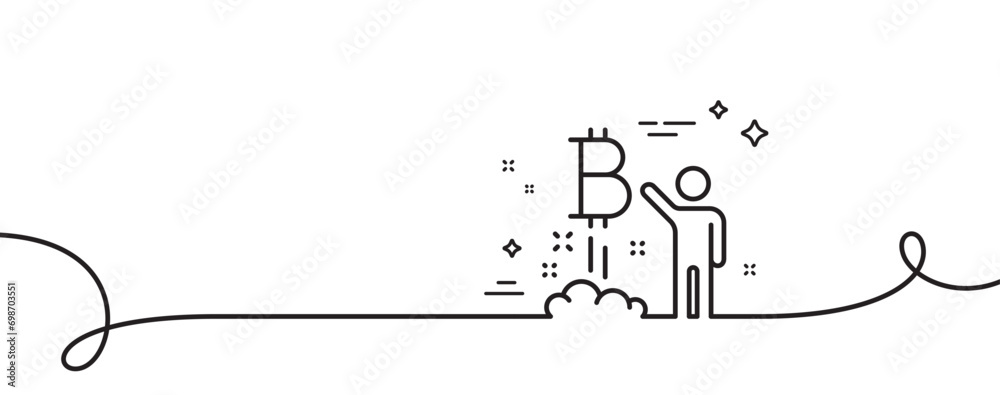Bitcoin line icon. Continuous one line with curl. Cryptocurrency ...