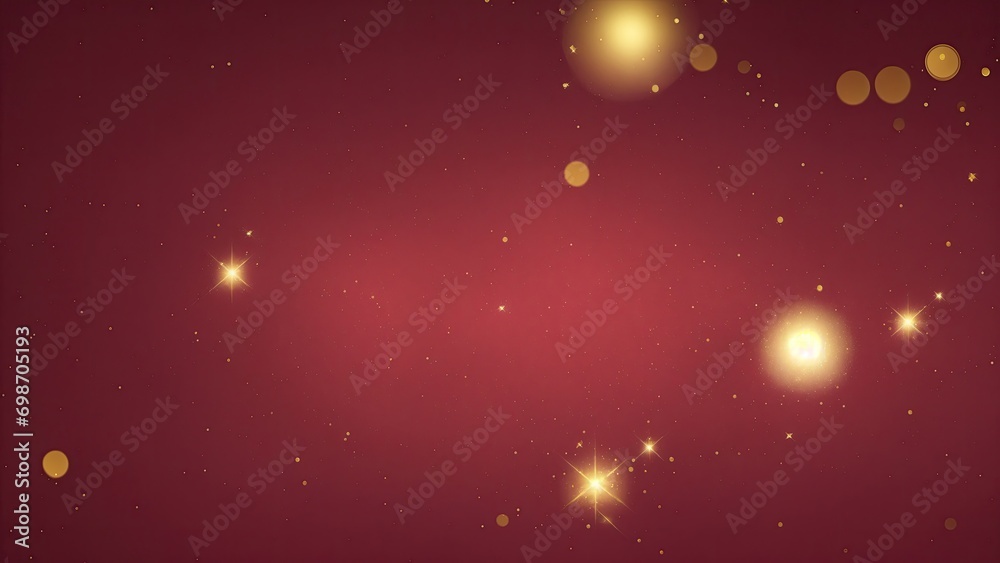 Maroon background with golden sparkling particles and bokeh lights ...
