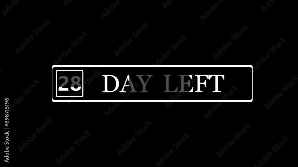 DAY LEFT Countdown Animated icon. Alpha matte with transparent ...