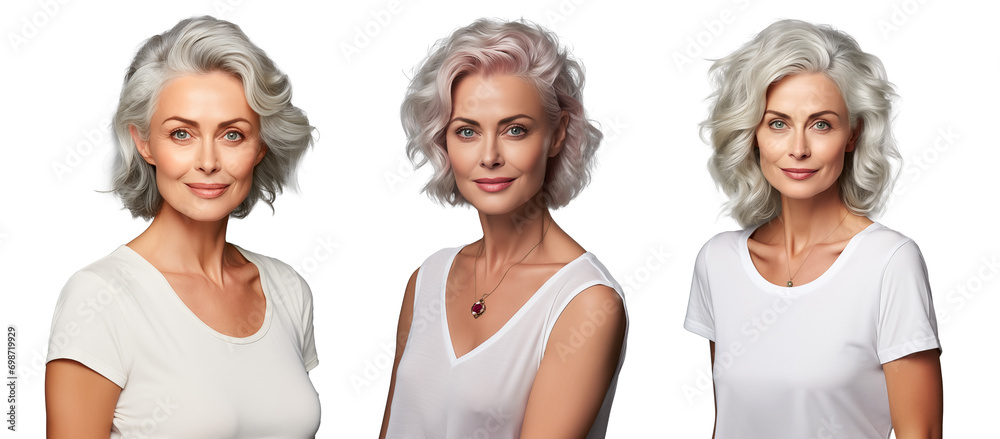 Gorgeous middle aged mature women, senior older 50 year lady looking at ...