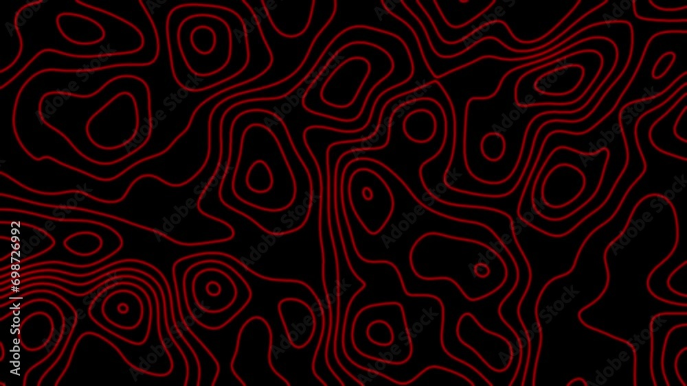 Contour RED & Black topographic map animation scheme and geographic ...