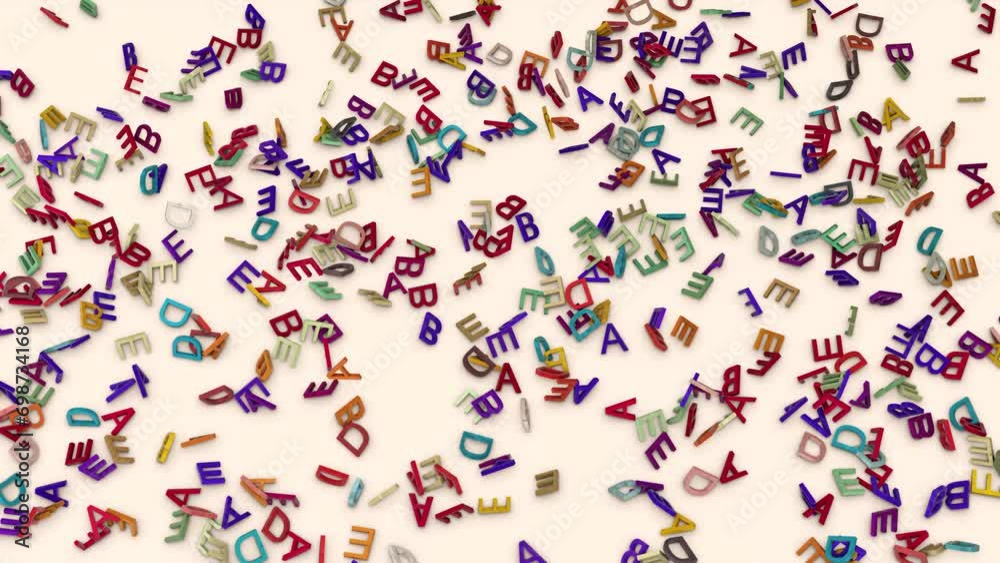 3d Alphabet Falling Animation On Soft Background. Alphabet Falling On ...