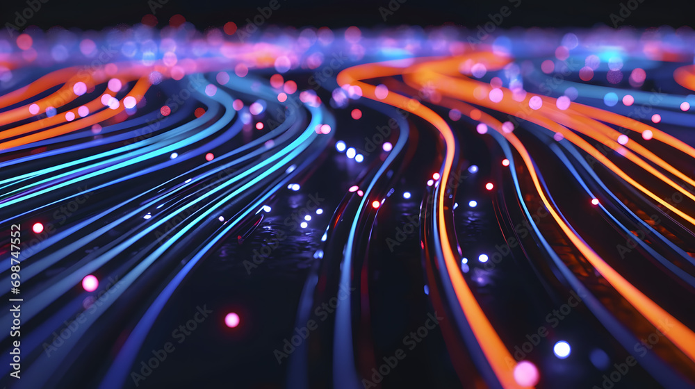 Beautiful technology wallpaper with different colored lines combined in ...