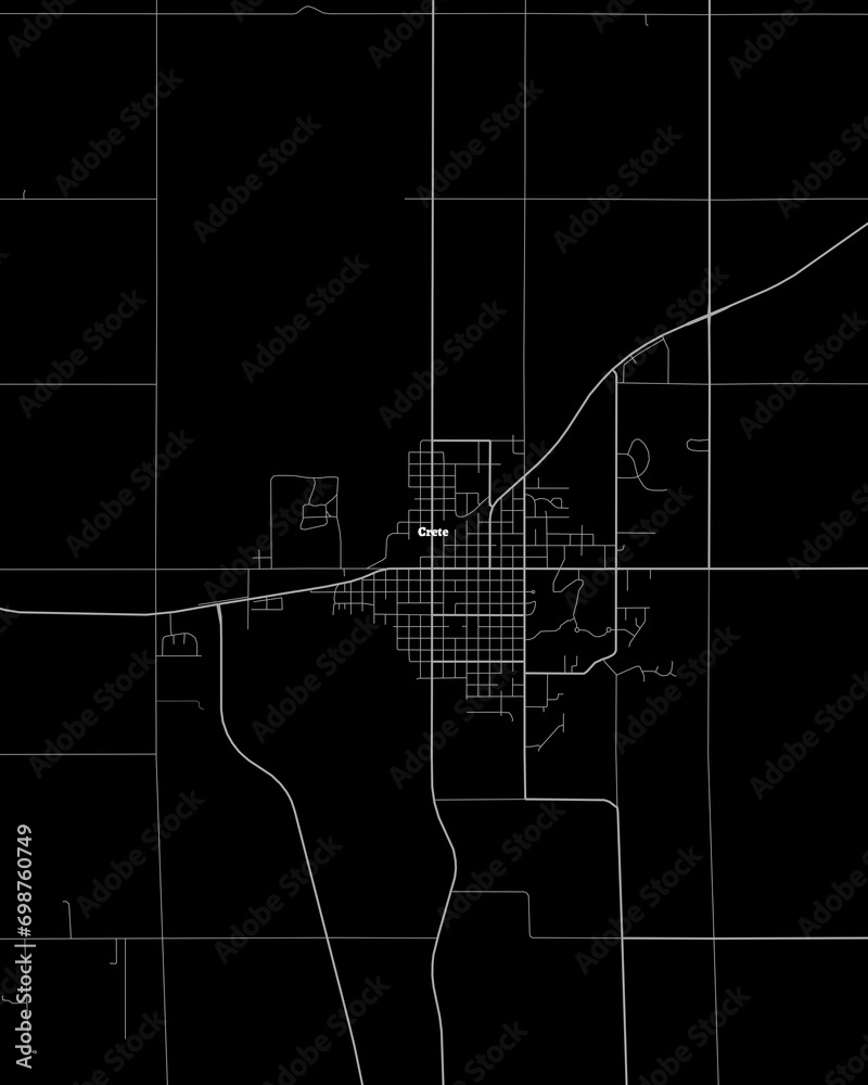 Crete Nebraska Map, Detailed Dark Map of Crete Nebraska Stock ...