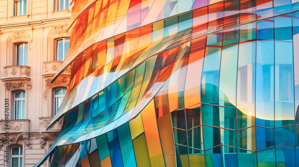 Modern sustainable geometrical architecture with asymmetrical ...