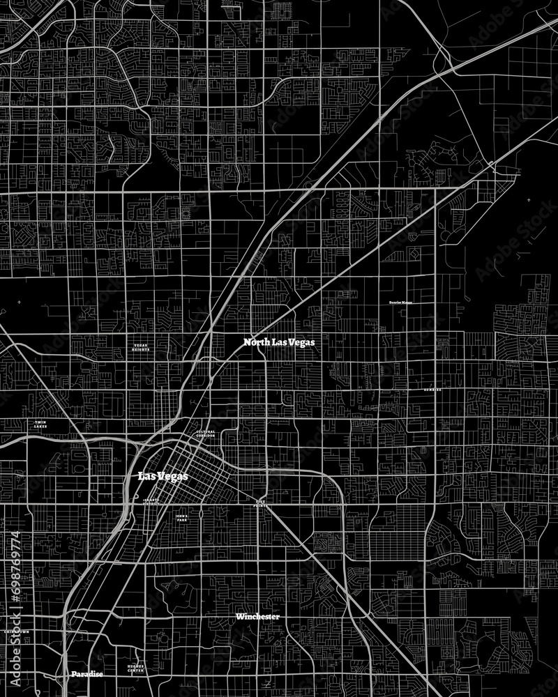 North Las Vegas Nevada Map, Detailed Dark Map of North Las Vegas Nevada ...