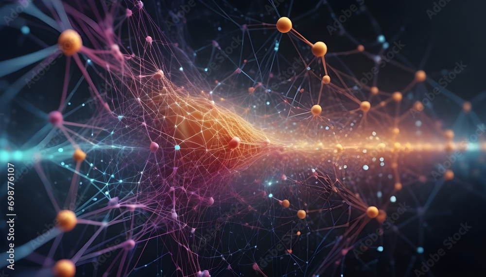 Big data technology and data science illustration. Data flow concept. Querying, analysing ...