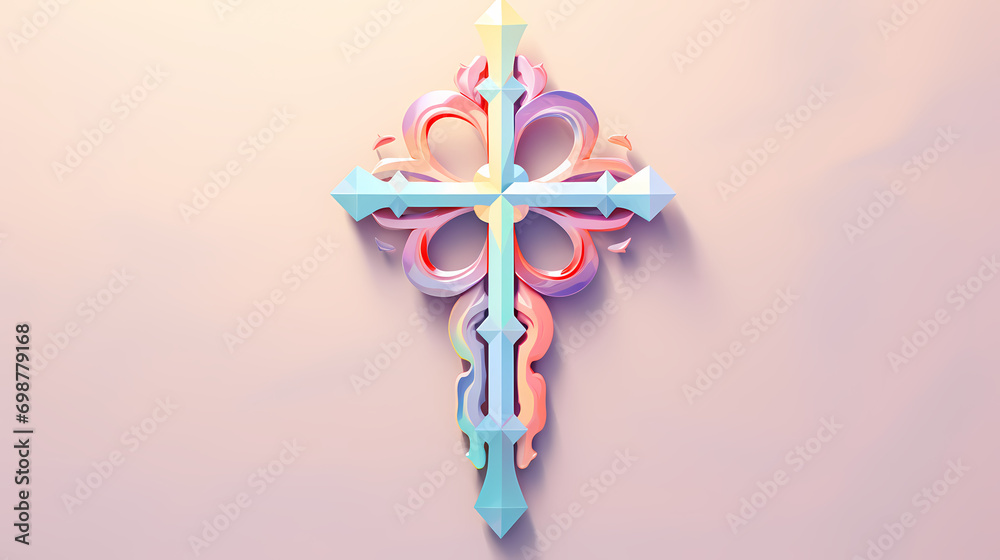 Holy cross isolated pastel gradient background pink purple blue yellow ...