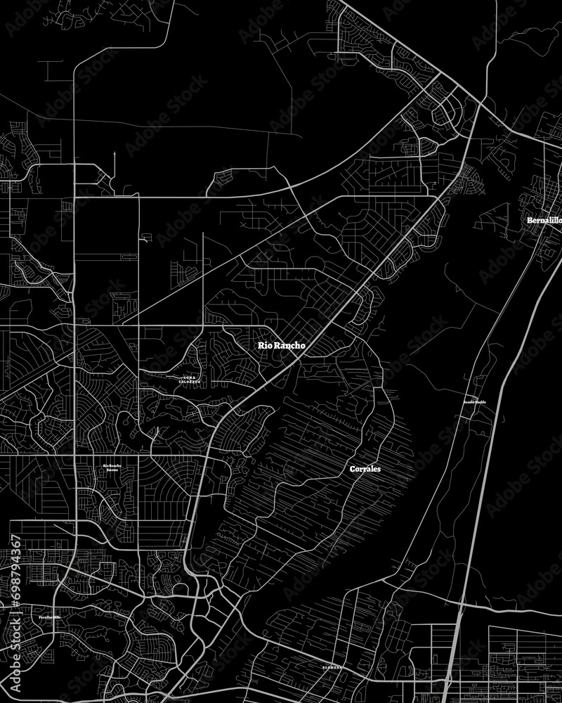 Rio Rancho New Mexico Map, Detailed Dark Map of Rio Rancho New Mexico ...