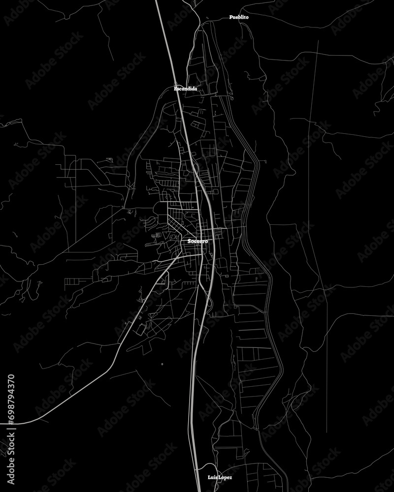 Socorro New Mexico Map, Detailed Dark Map of Socorro New Mexico Stock ...