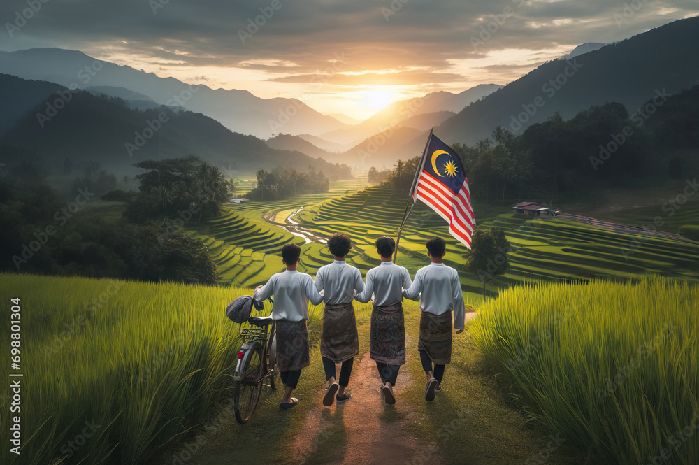 Village bot wearing a traditional malay clothes call "baju melayu ...