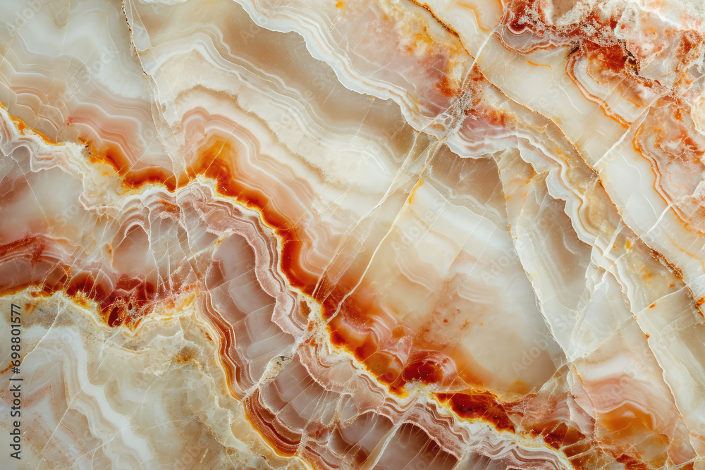 Horizontal marble texture of beige and brown colors with bright veins ...