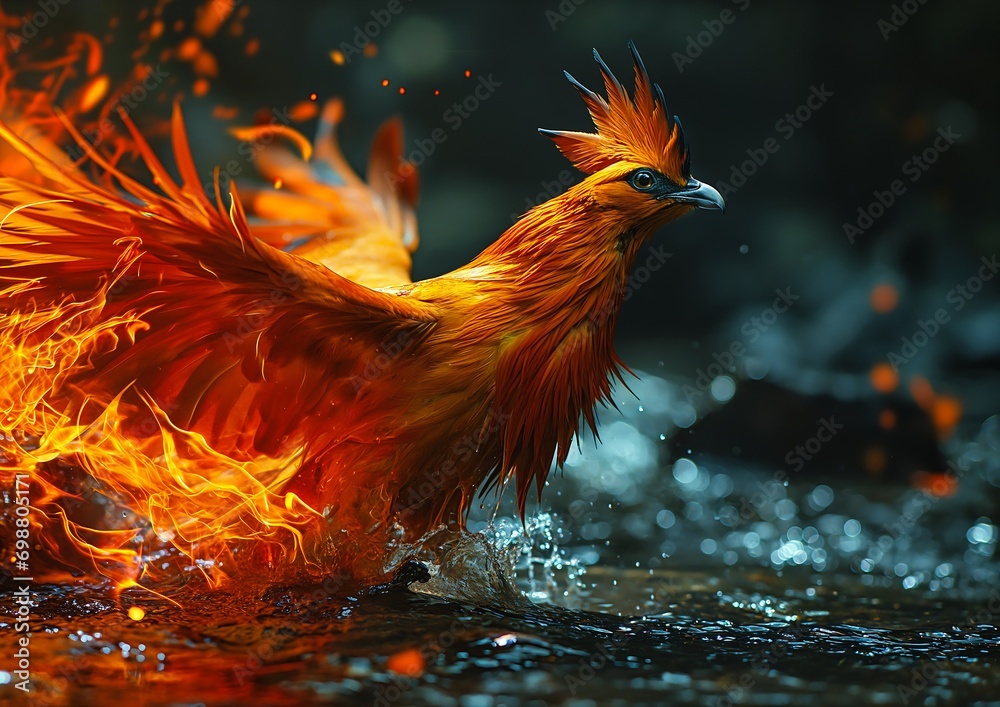 bird flying deep city fire monster birds melting rooster charismatic ...