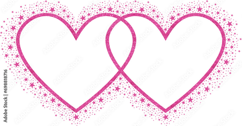 Double Light Pink Love with Pink Sparkling glitter Stars Vector clipart ...