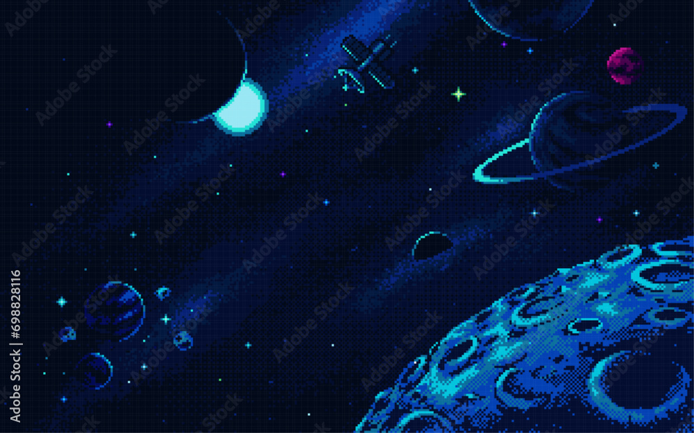 Pixel art illustration Space background. Pixelated Space. Space Galaxy ...