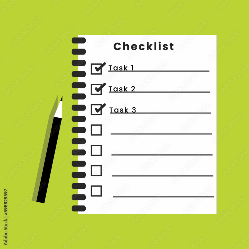 Paper checklist and pencil icon vector design.Successful formation of ...
