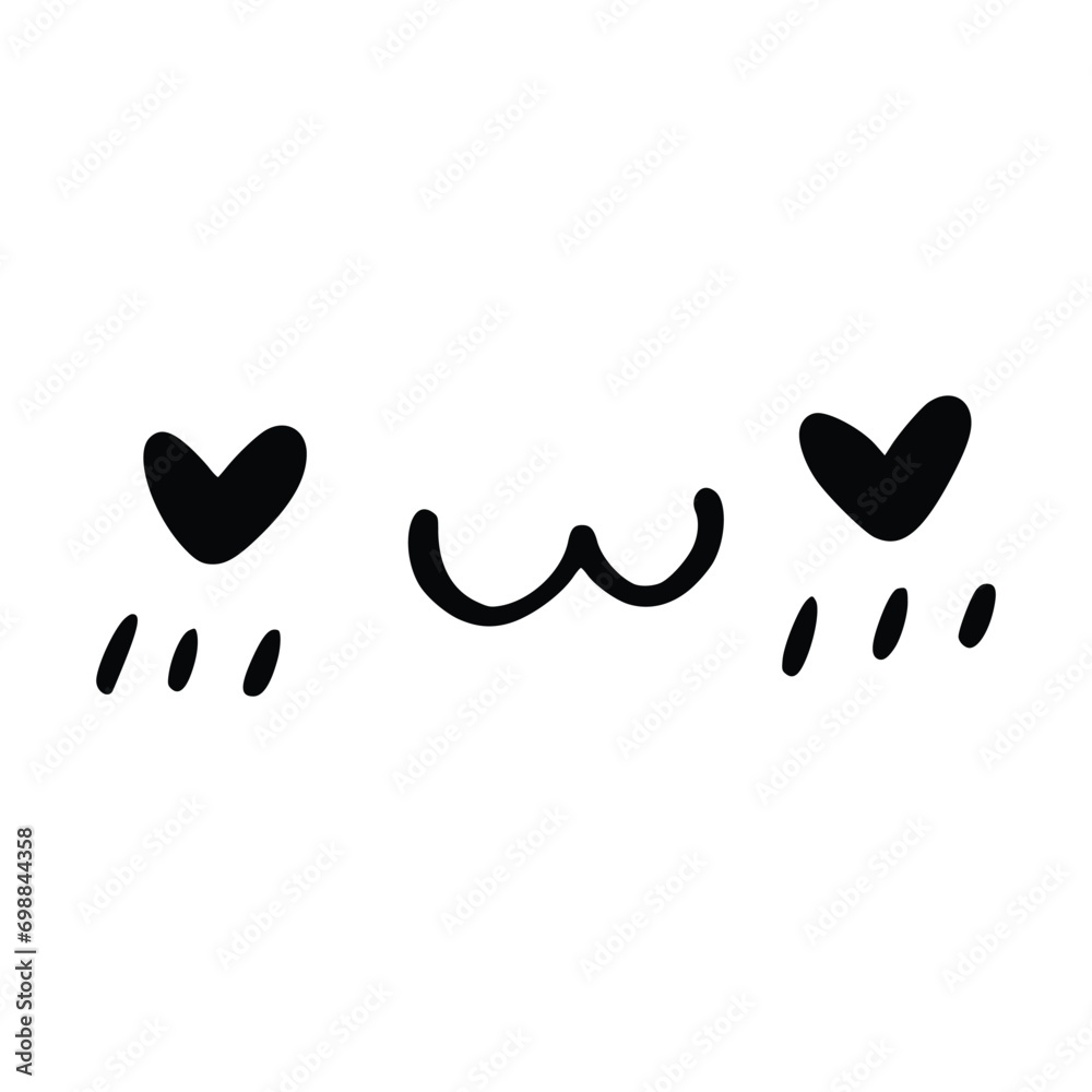 Kawaii's cute face. Manga-style eyes and mouth. Funny cartoon Japanese ...