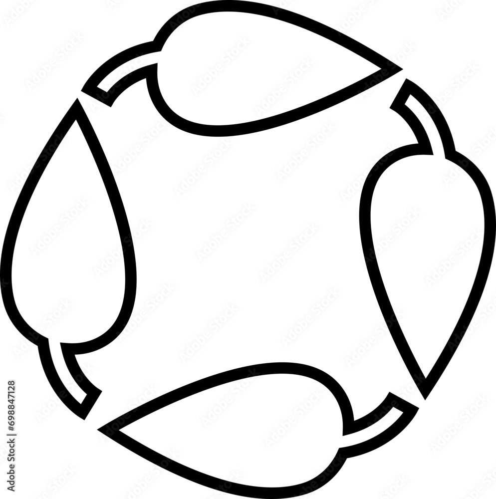 Black line Recycle icon. Rounded angle. Ecology, Bio rotation leaf icon ...