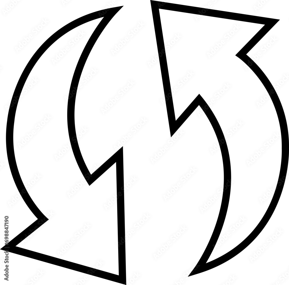 Black line Recycle icon. Rounded angle. Ecology, Bio rotation arrow ...