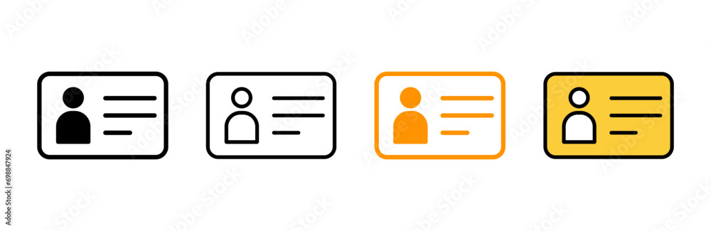 License icon set vector. ID card icon. driver license, staff ...