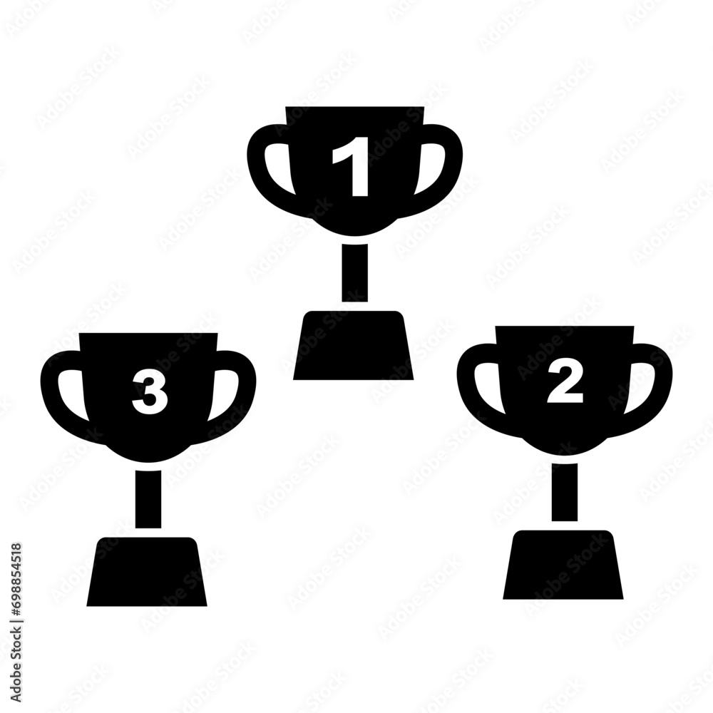 Design a tropy icon with a blank background. 1st, 2nd and 3rd place ...