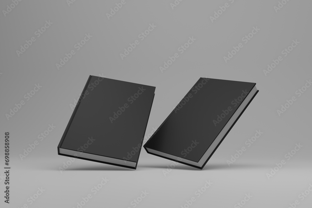 two black blank book on white background, for your book mockup purposes ...