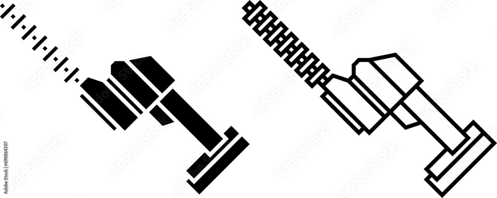 hedge trimmer icon, sign, or symbol in glyph and line style isolated on ...