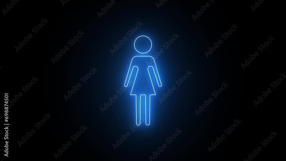 Neon Toilet sign animation. Pointer to the toilet or bathroom icon ...