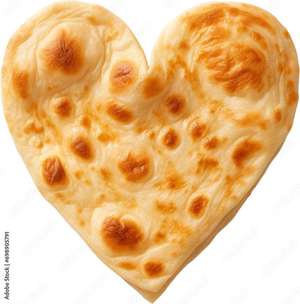 Delicious Tasty Heart shaped roti, Naan Bread, Chapati, Crescent dough ...