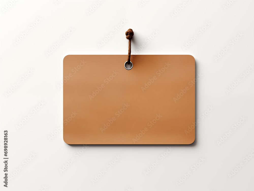 Blank empty name tag leather mockup isolated for brand Stock Photo ...
