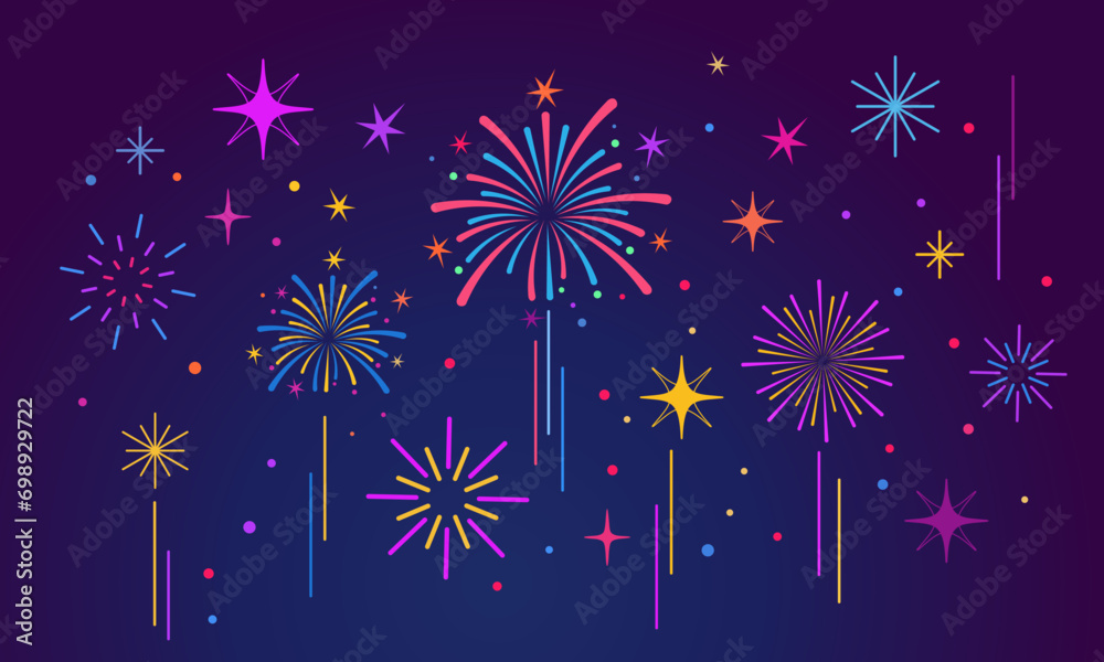Exploding celebration fireworks display, simple, colorful, vector, icon ...