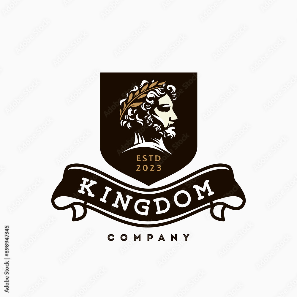 Greek emperor logo. god head wearing laurel wreath statue icon logo ...