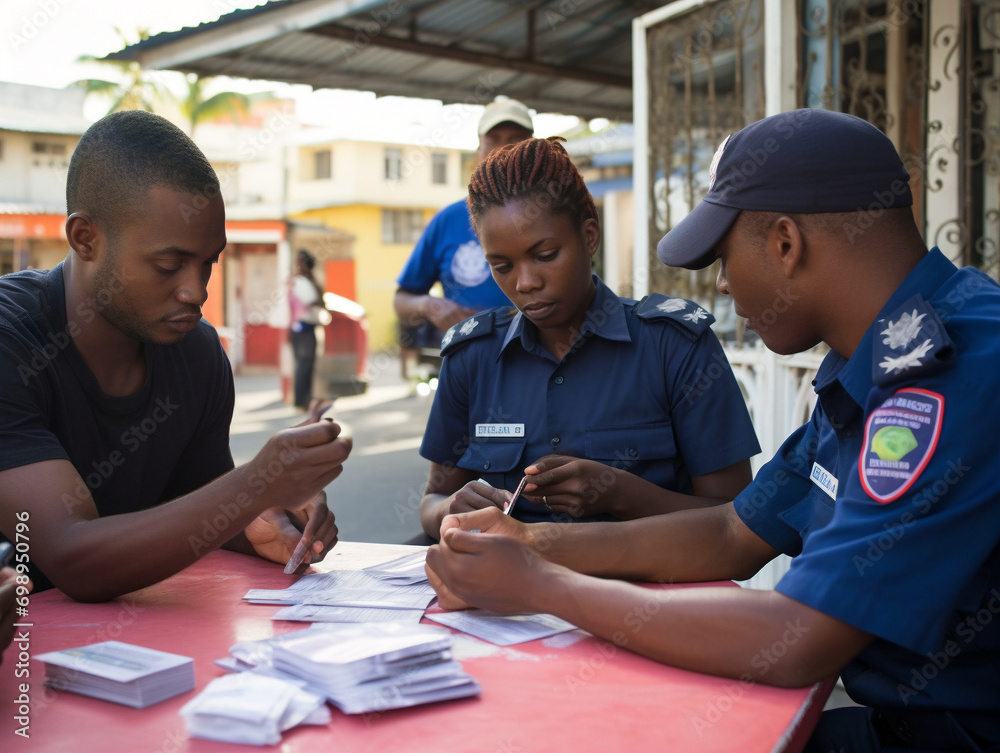 Police officers engaging in community outreach program for drug ...