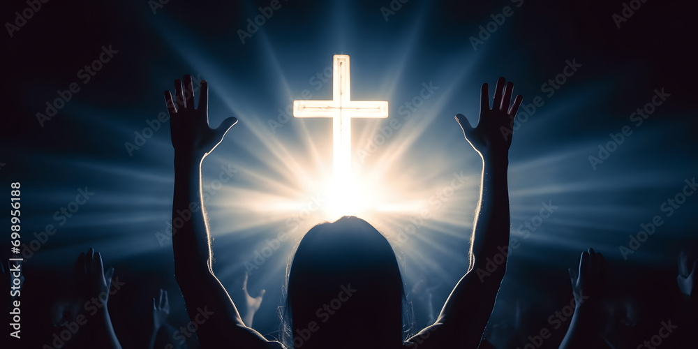 Christian worship God together hold hands and hugs warmth in Church ...