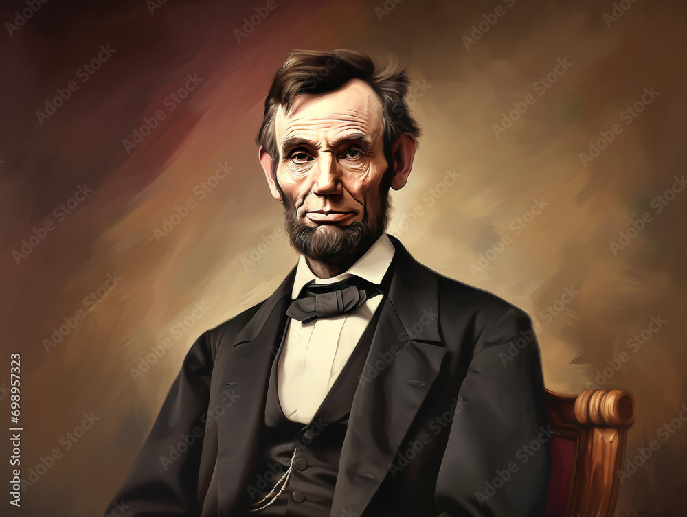 Abraham Lincoln, 16th U.S. President, depicted in historic, dignified ...
