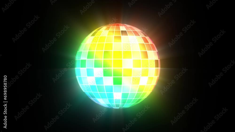 Neon Disco ball animation, loop animation for music broadcast, night ...