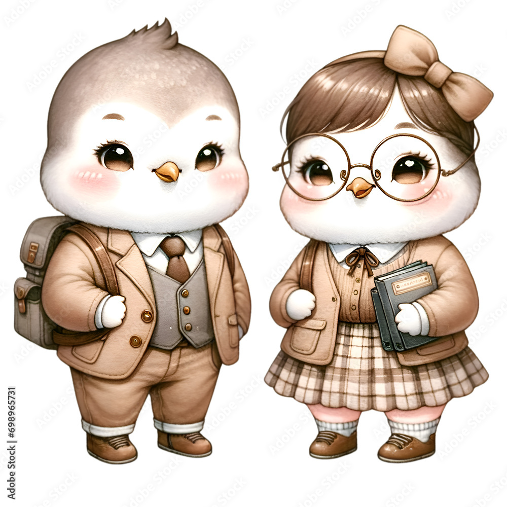 Watercolor illustration of cute chubby Dove Columbidae friends bird ...