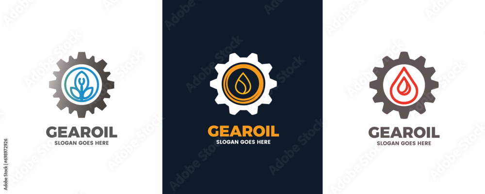 Vetor de Gear oil vector logo design set template. do Stock | Adobe Stock