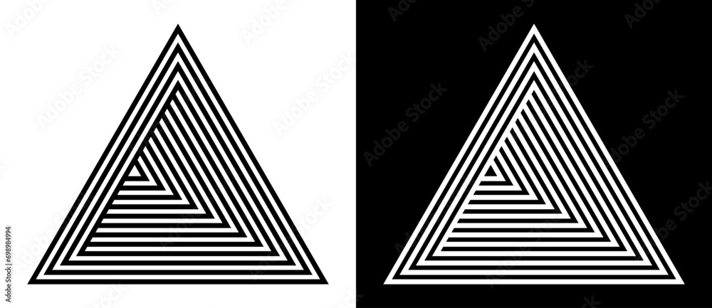 Geometric triangle shape with lines as modern design element, logo or ...
