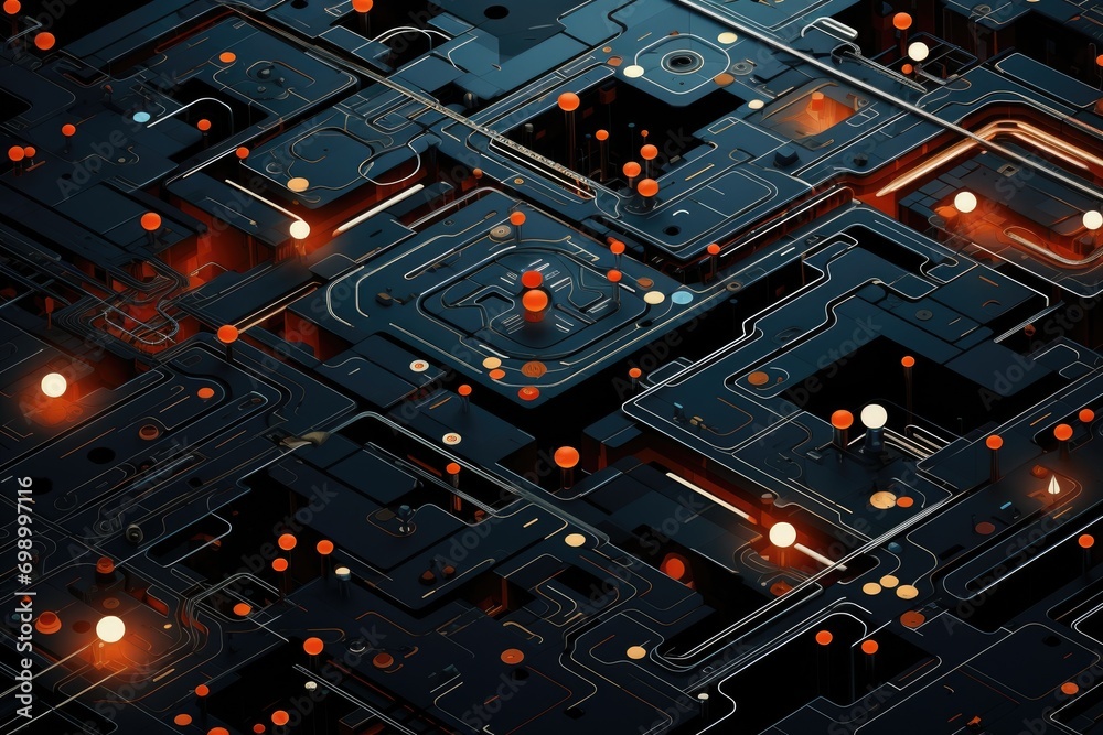 Circuit board, technology background. 3d rendering, 3d illustration, A ...