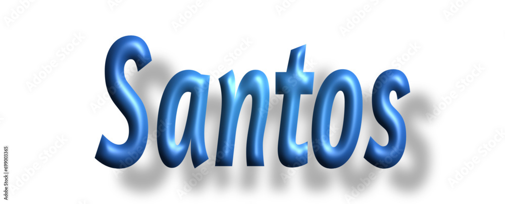 Santos - lettering - light blue color, embossed tubular font ...