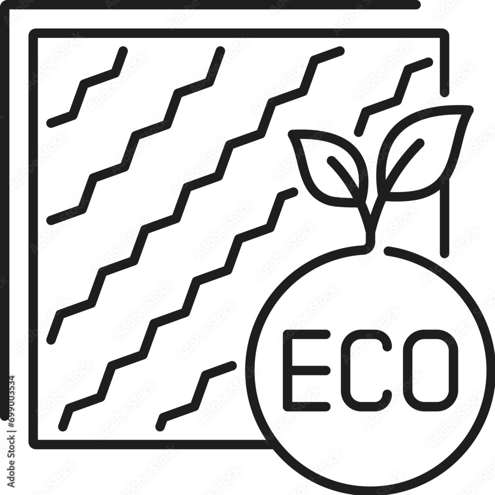 Eco material icon, wall thermal insulation. House construction energy ...